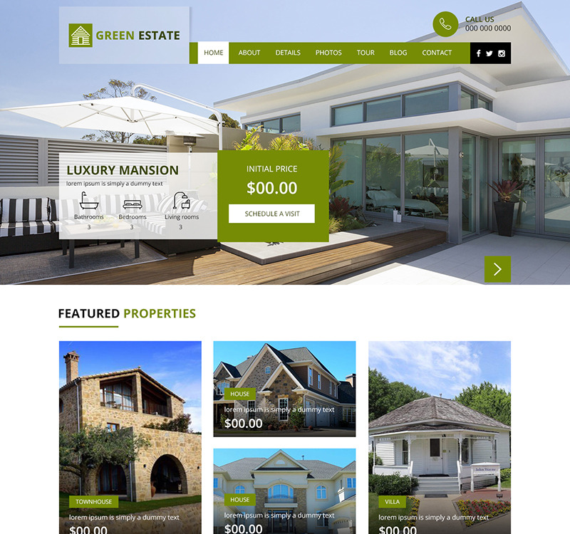 Green Estate - Multipurpose Real Estate PSD Template