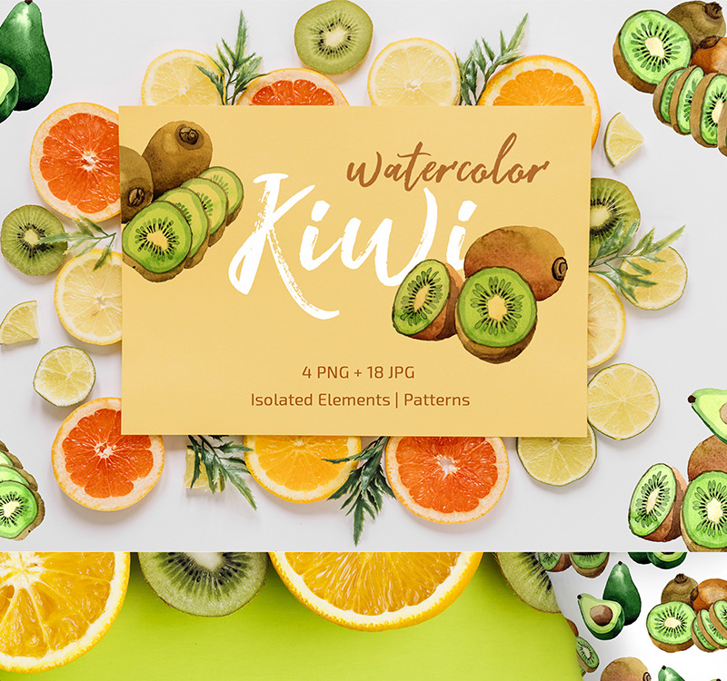 Kiwi Green Fresh Watercolor Png - Illustration