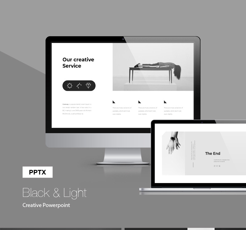 Black & Light PowerPoint template #78503 - TemplateMonster