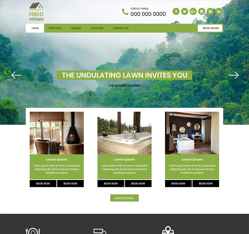 Forest Cottages - Multipurpore Cottage PSD Template