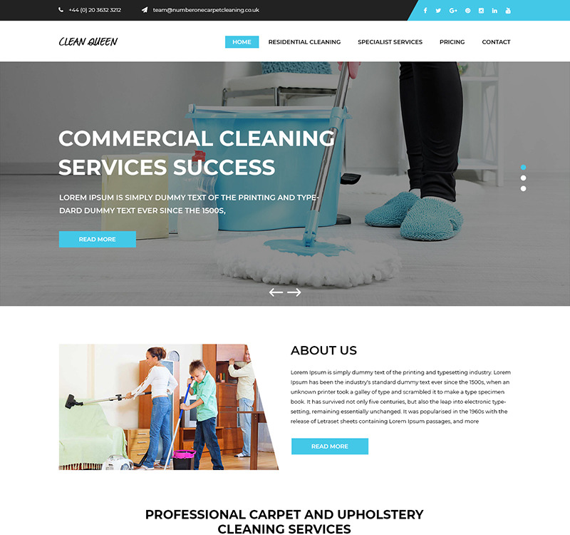 Clean Queen - Carpet Cleaning PSD Template - TemplateMonster