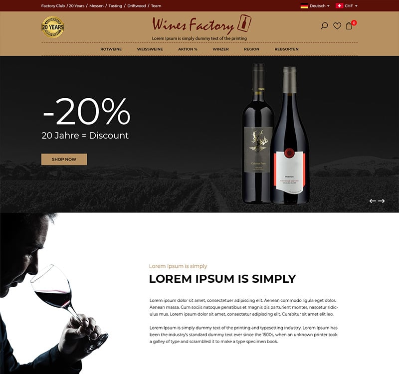 Wines Factory - Wine Shop PSD Template - TemplateMonster