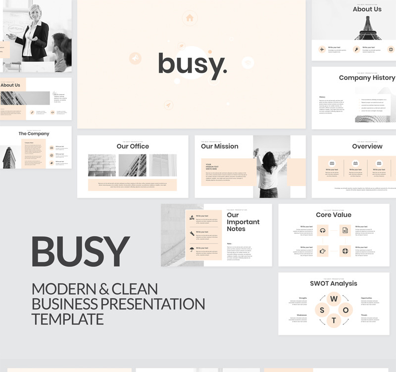 Busy Modern Clean Business Google Slides - TemplateMonster
