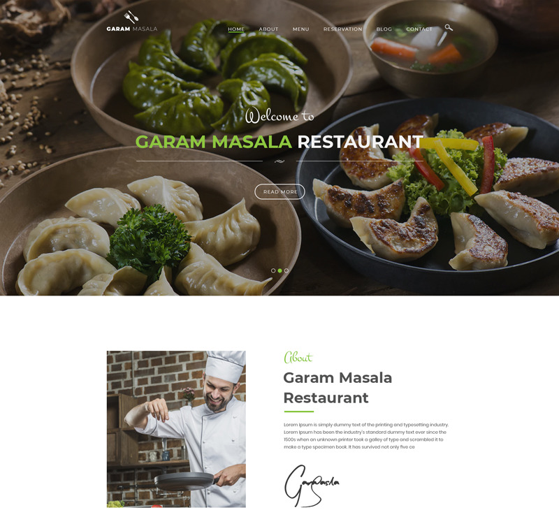 Garam Masala Restaurants PSD Template - TemplateMonster