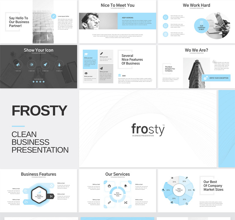 Frosty Clean PowerPoint Template #80969 - TemplateMonster