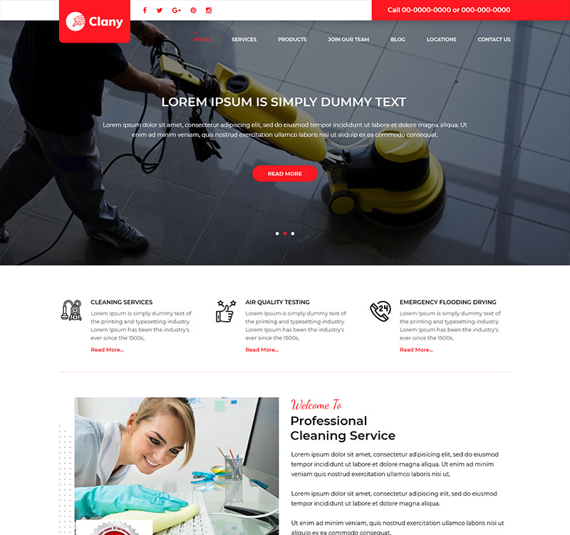Clany - Cleaning Service PSD Template - TemplateMonster