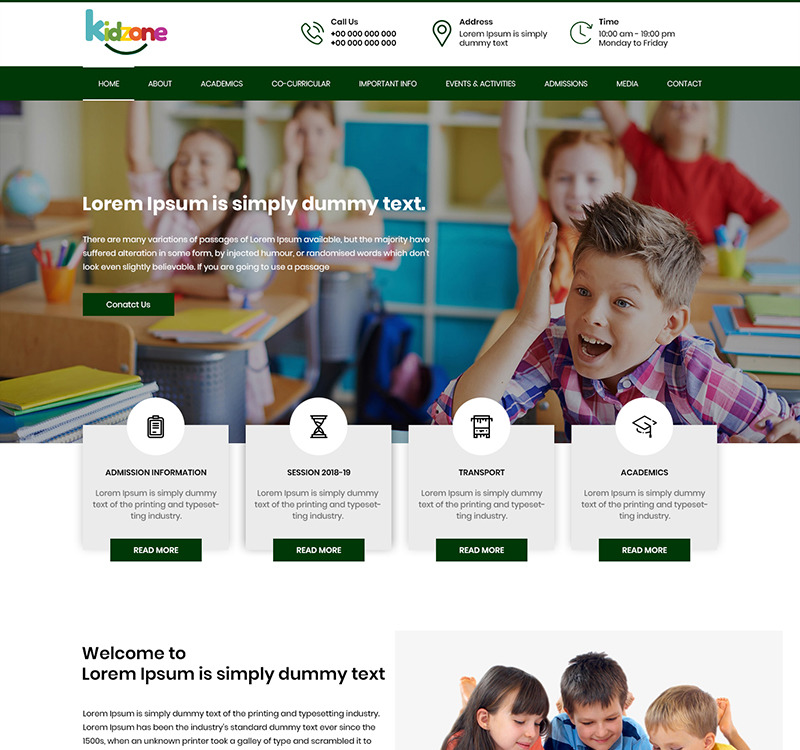 Kidzone - Kindergarten School PSD Template - TemplateMonster
