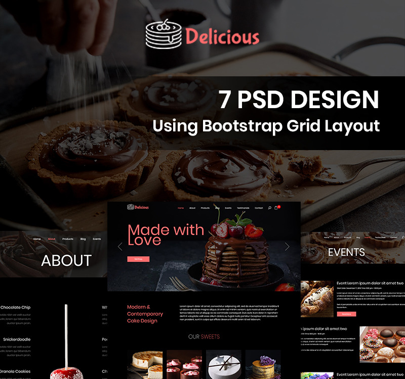 Delicious - Sweet Shop PSD Template #81744 - TemplateMonster