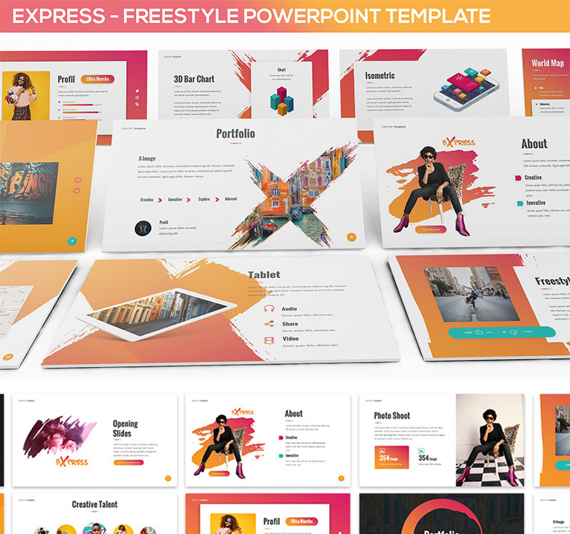 Express - Freestyle PowerPoint Template - TemplateMonster