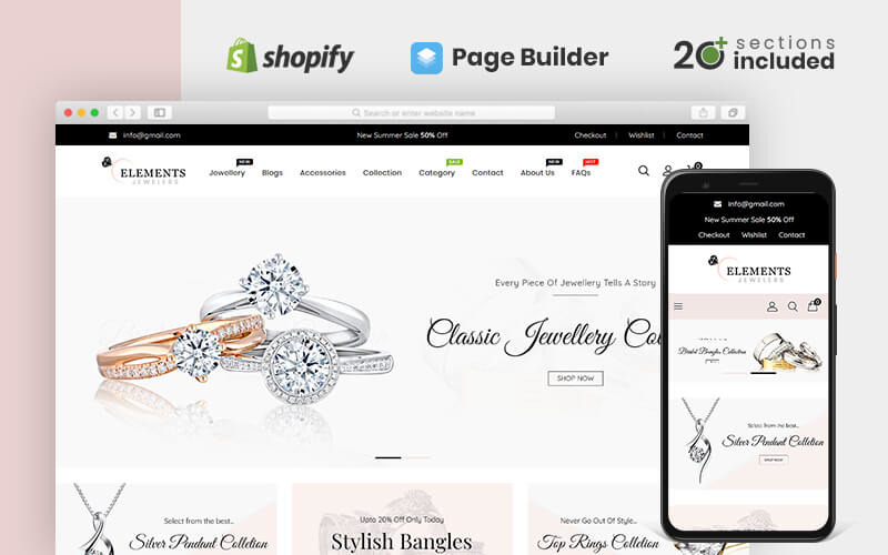 Elements Jewellery Store Shopify Theme - TemplateMonster