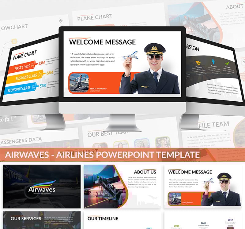 Airwaves - Airlines PowerPoint Template - TemplateMonster