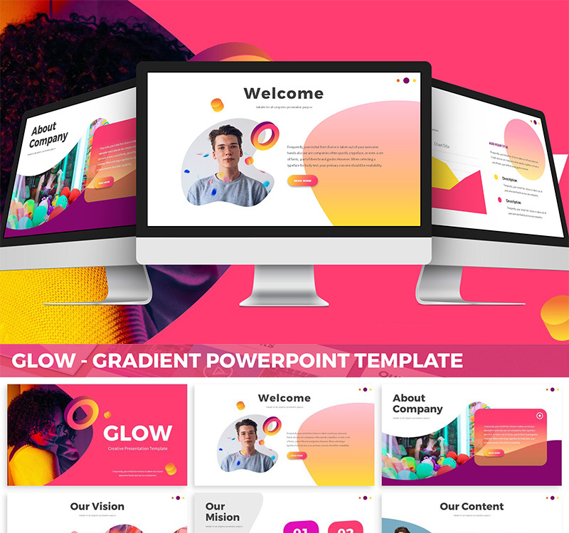 Glow - Gradient PowerPoint Template #82246 - TemplateMonster