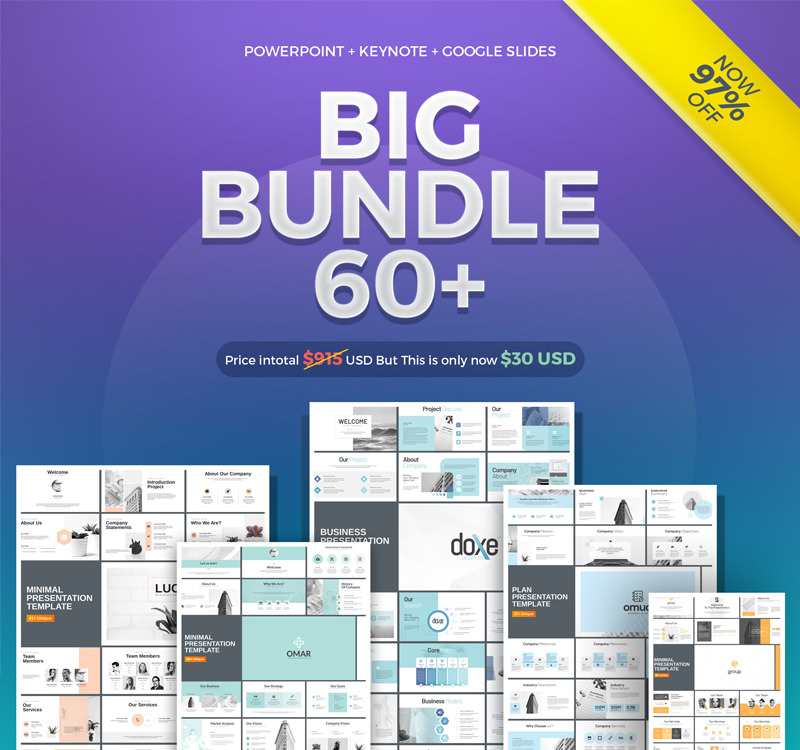 60+ Presentation , Powerpoint , Keynote, Google Slides PowerPoint Template