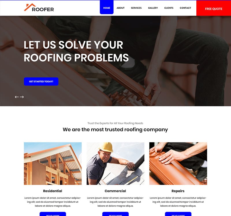 Roofer - Roofing Services PSD Template - TemplateMonster