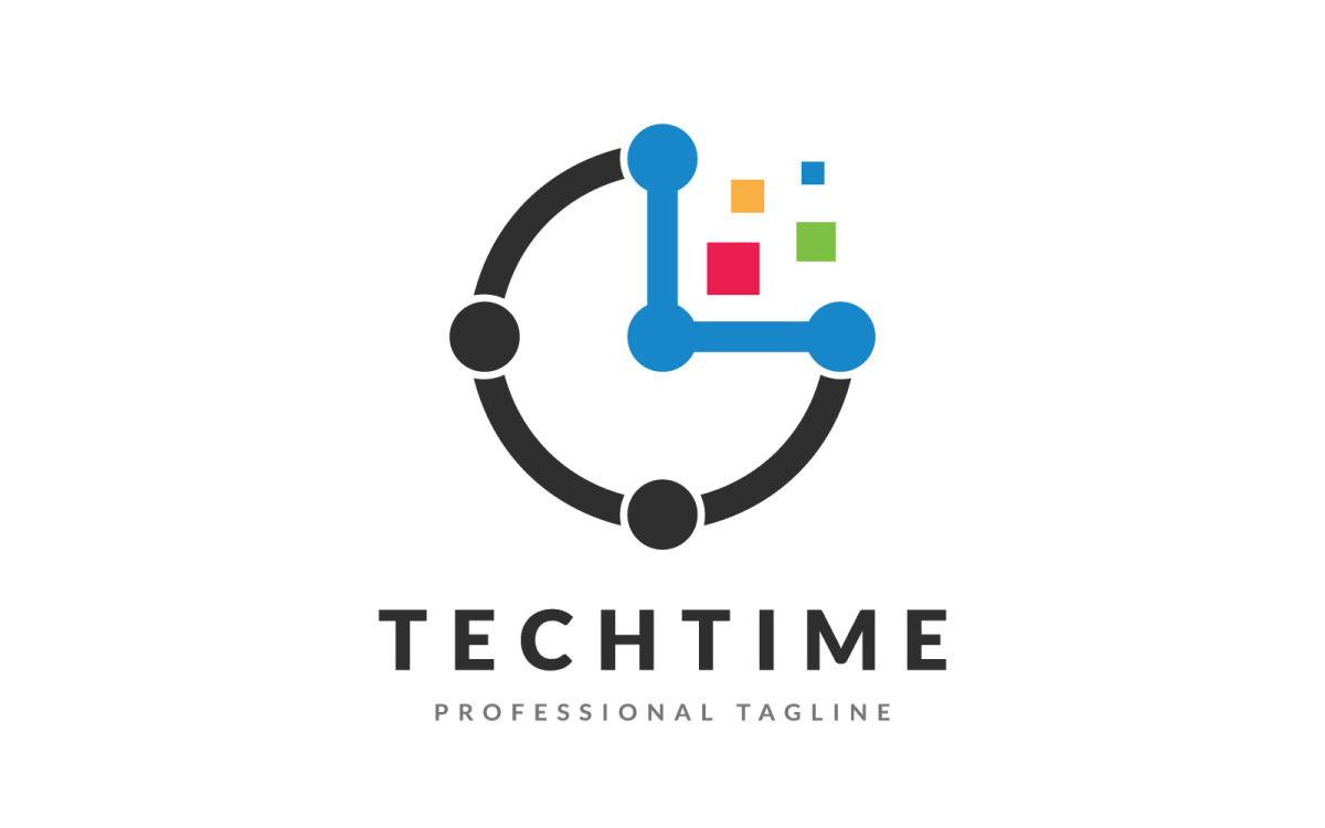 Digital Tech Time Logo Design #82997 - TemplateMonster