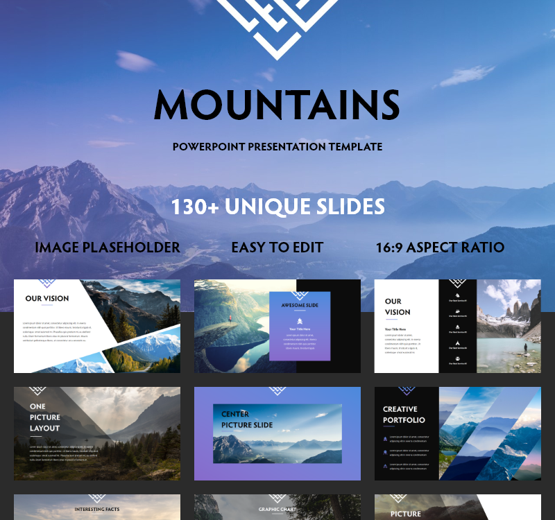 Mountains PowerPoint Template #83532 - TemplateMonster