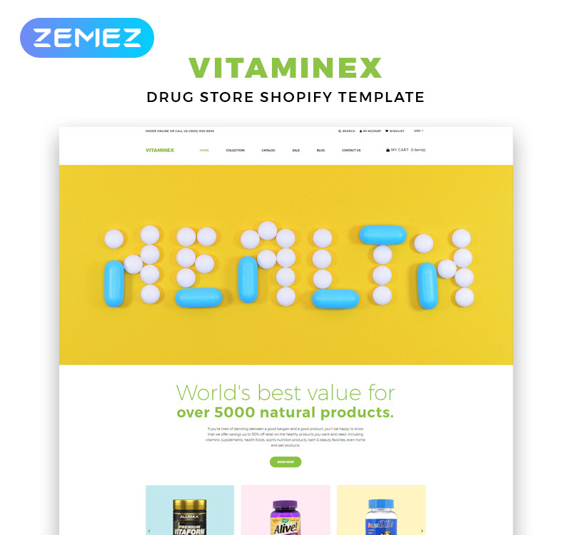 Vitaminex - Drug Store Multipage Creative Shopify Theme