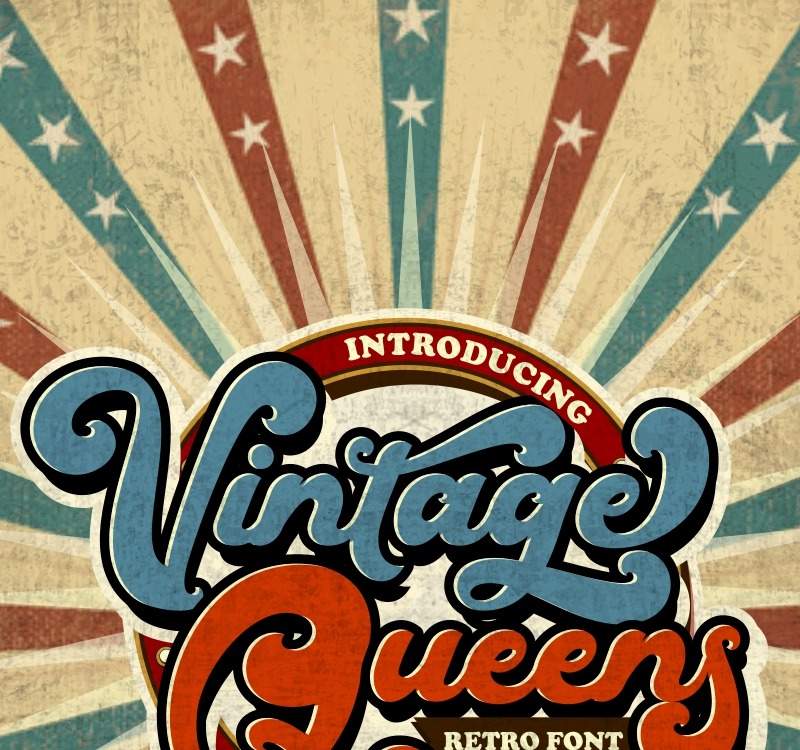 Vintage Queens - Retro Bold Cursive Font - TemplateMonster
