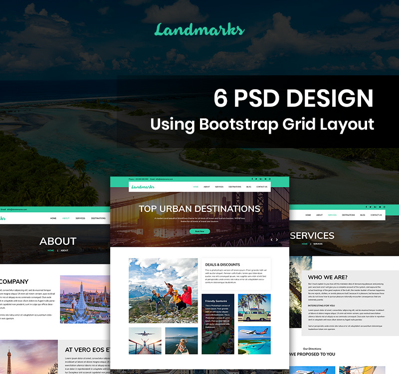 Landmarks - Travel PSD Template #84409 - TemplateMonster
