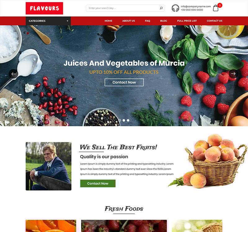 Flavours - Fruit Store PSD Template #84598 - TemplateMonster