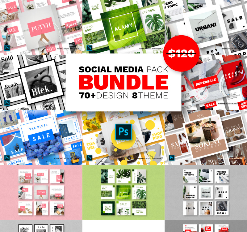 Instagram Pack Bundle Social Media Template - TemplateMonster