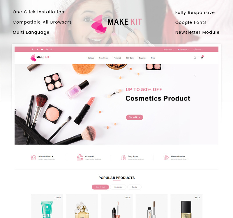 MakeKit - Cosmetic Store OpenCart Template - TemplateMonster