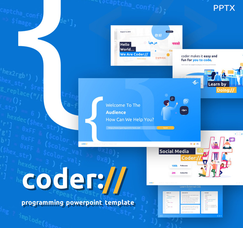 Modelo de PowerPoint de apresentação de programação do codificador