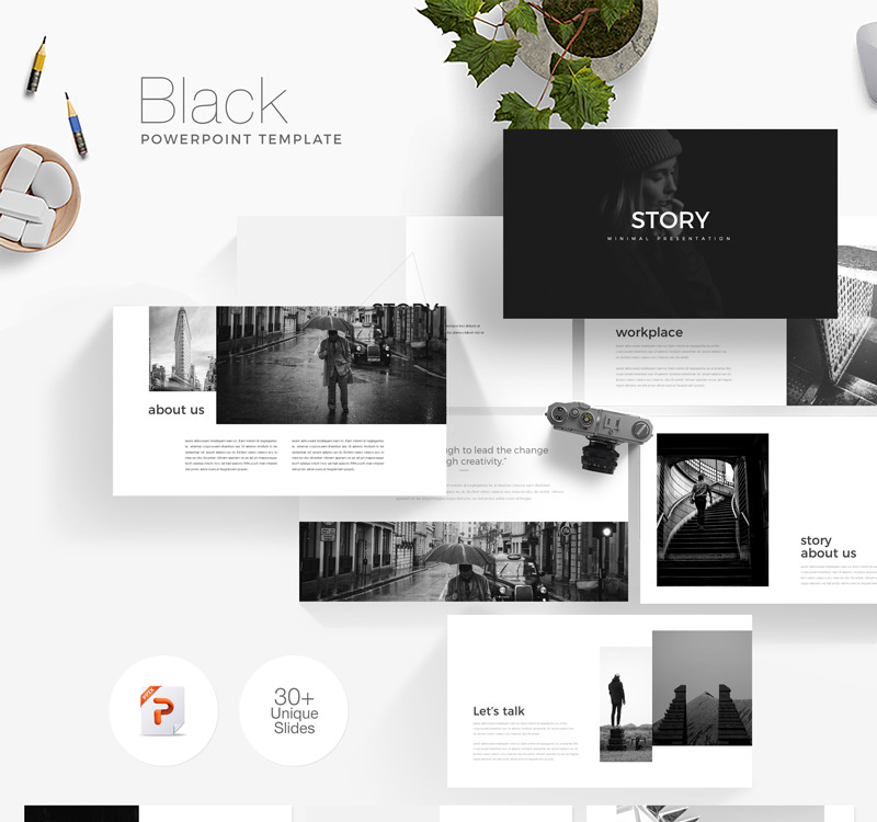 Black Presentation PowerPoint Template - TemplateMonster