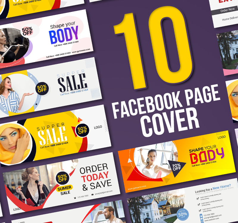 10 Facebook Cover Bundle Social Media Template