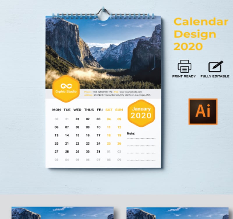 Wall Calendar 2020 Planner #87301 - TemplateMonster
