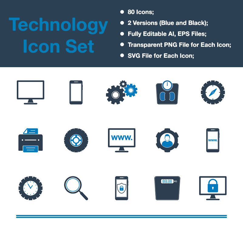 Technology - Premium Vector Icon Set - TemplateMonster