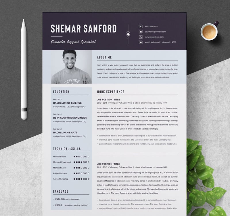 Sanford Word Cv Resume Template #88983 - TemplateMonster