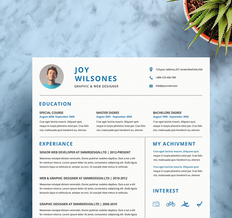Joy Wilsones v05 Resume Template #89674 - TemplateMonster