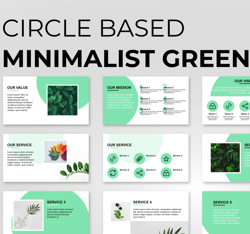 Circle Based Minimalist Green Presentation PowerPoint template