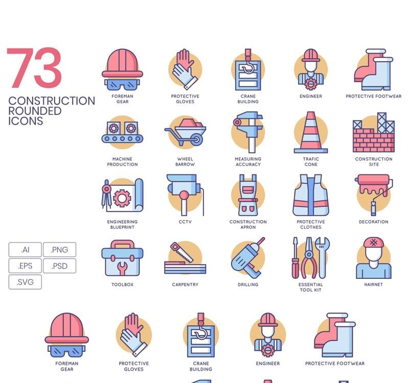 73 Construction Icons - Butterscotch Series Set