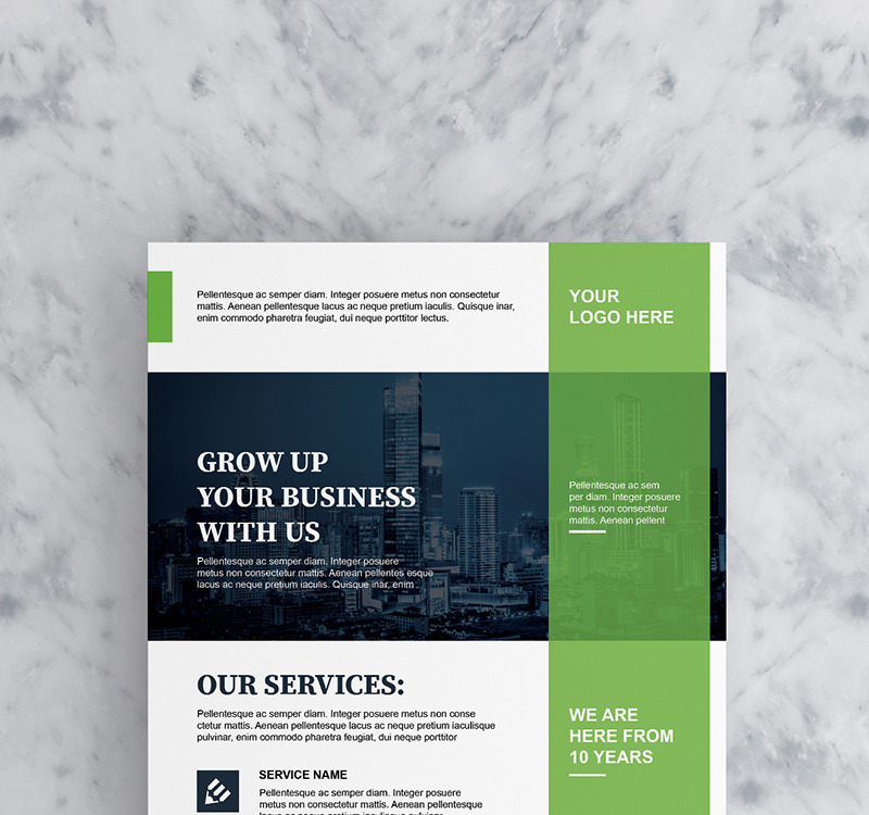 Green Sidebar Flyer - Corporate Identity Template