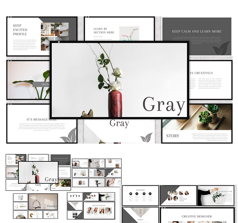 Gray PowerPoint template #90688 - TemplateMonster