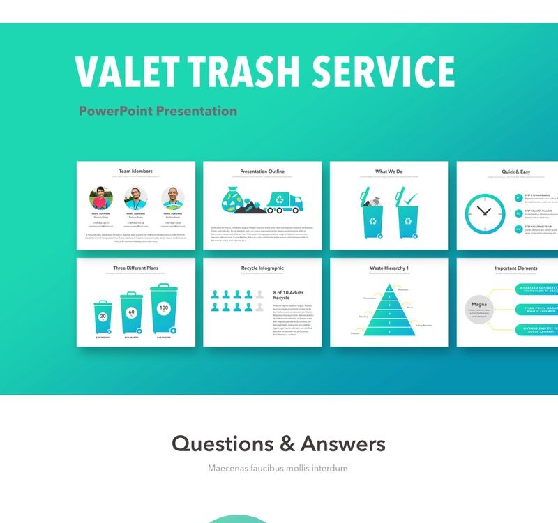 Valet Trash Service PowerPoint Template - TemplateMonster
