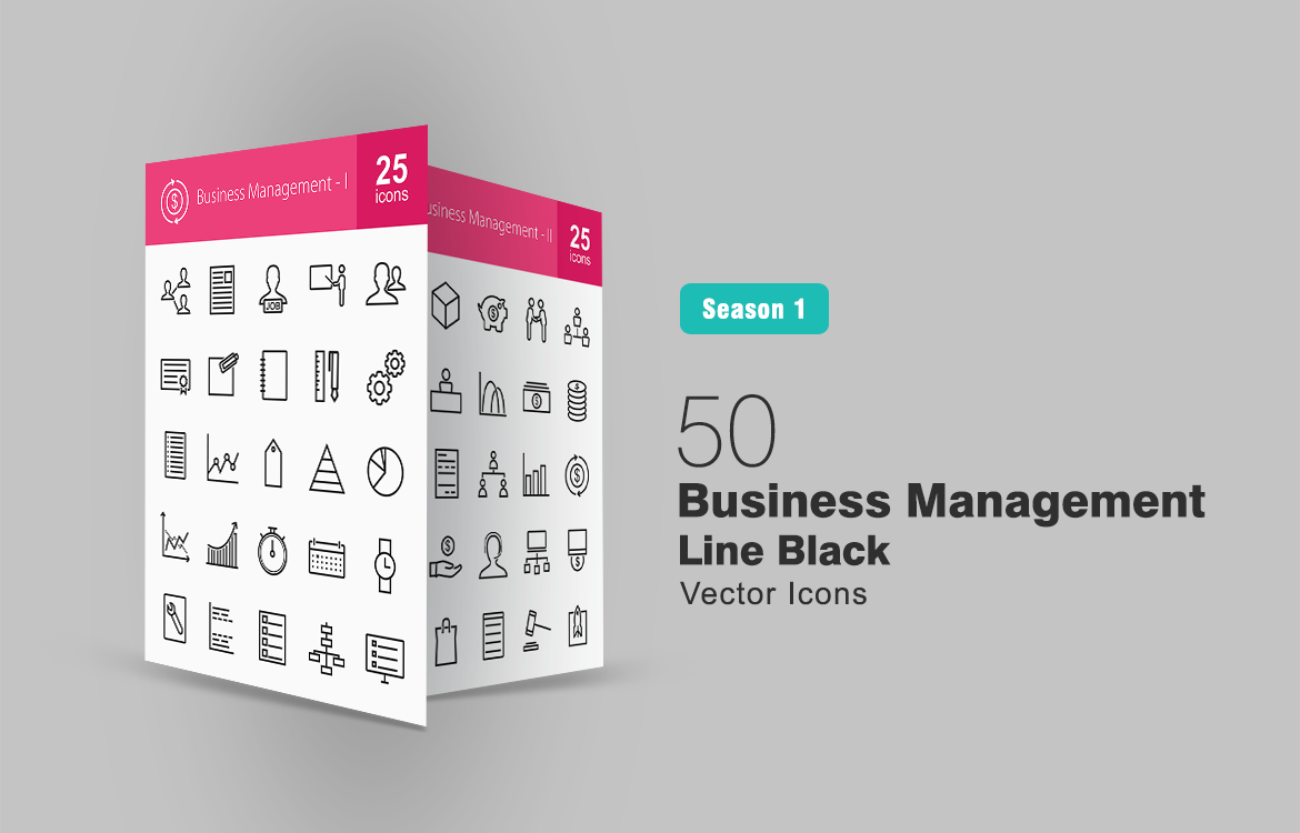 50 Business Management Line Icon Set - TemplateMonster