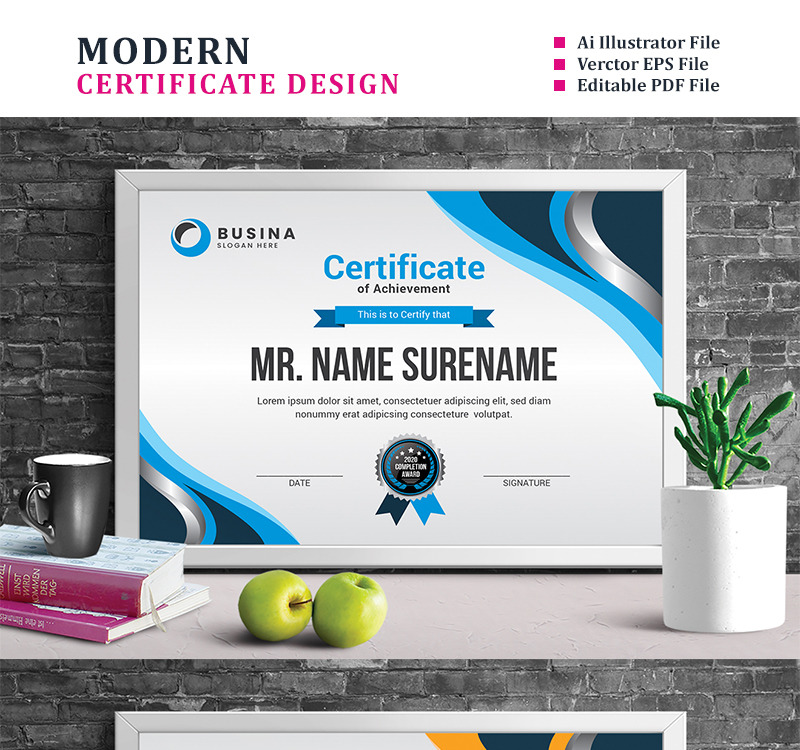 Silver Metallic Certificate Template - TemplateMonster