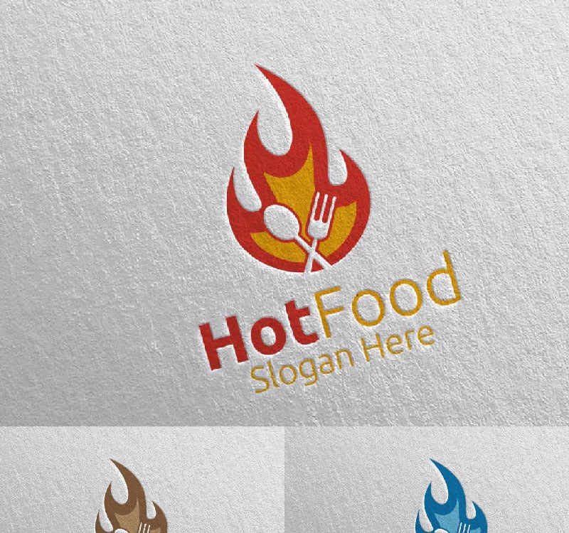 Hot Food for Restaurant or Cafe 19 Logo Template