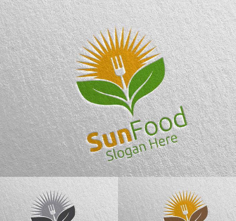 Sun Food Restaurant or Cafe 16 Logo Template