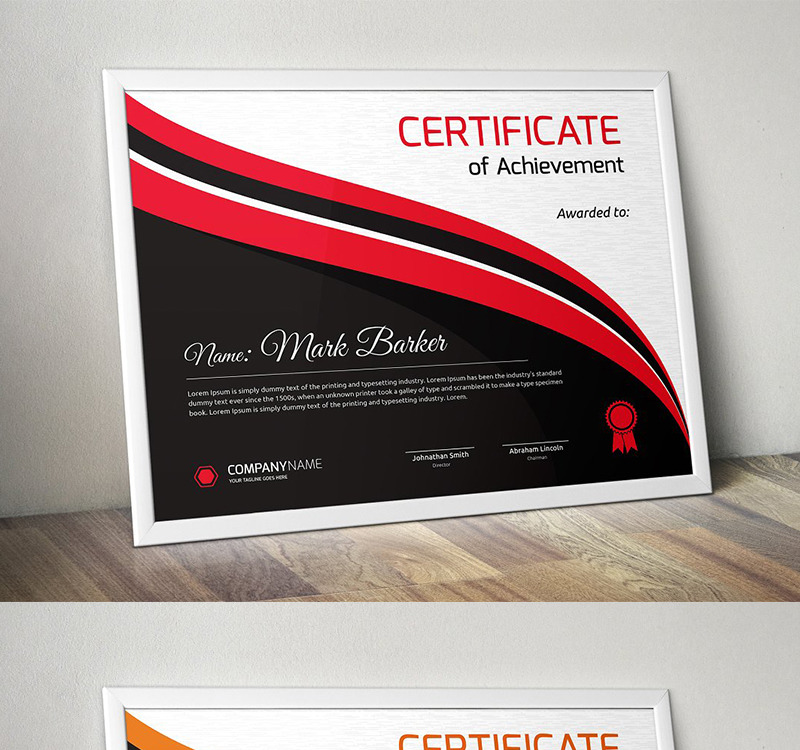 Curvy Dark Background Certificate Template - TemplateMonster