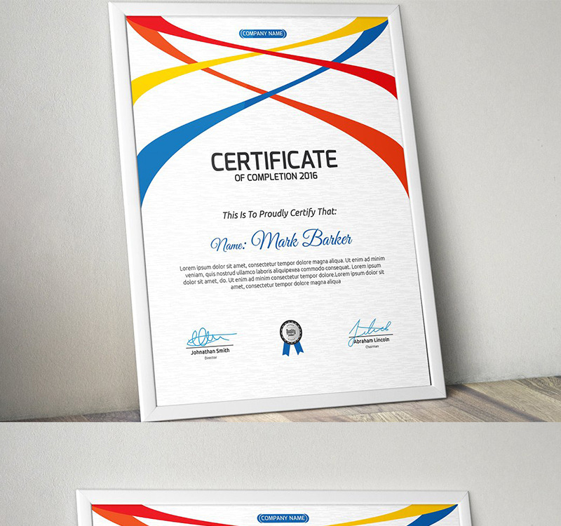 Colorful Stripes Certificate Template - TemplateMonster