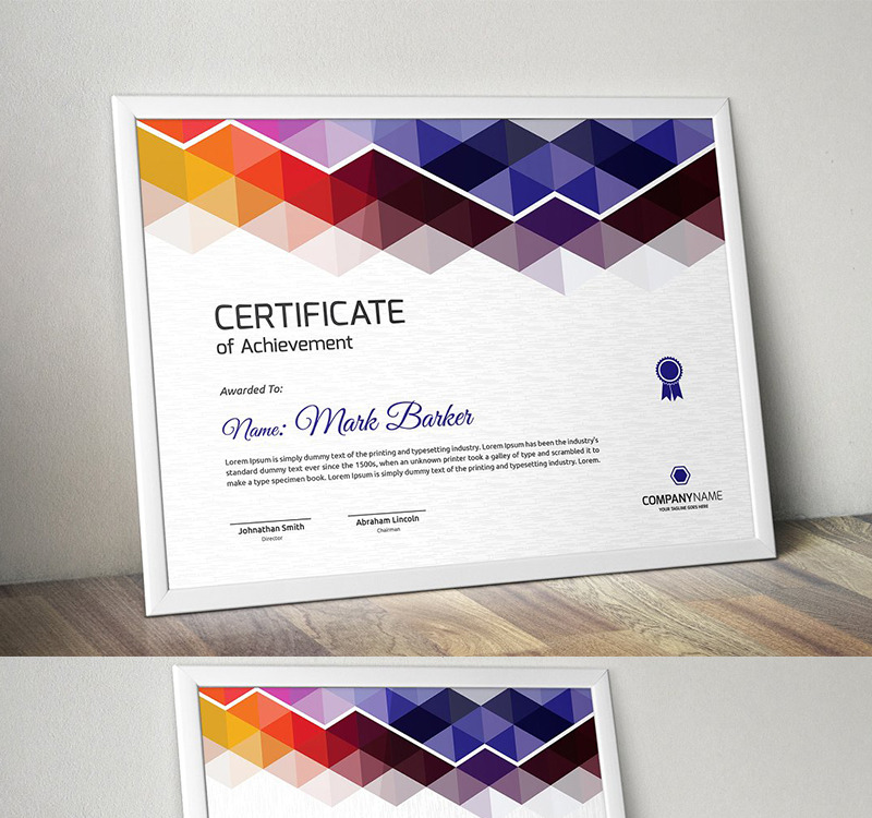 Colorful Triangles Certificate Template - TemplateMonster