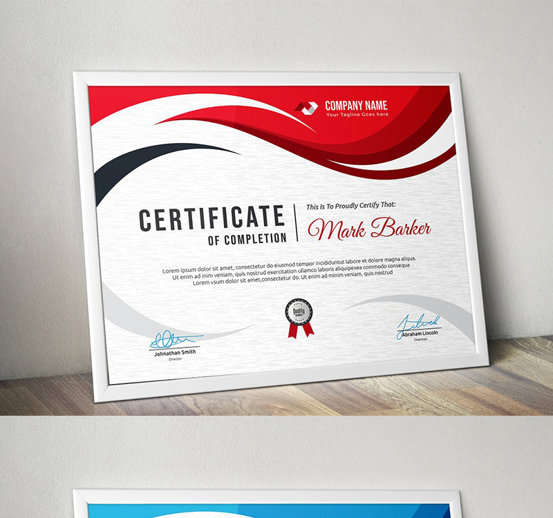 Wavy Modern Certificate Template #96221 - TemplateMonster
