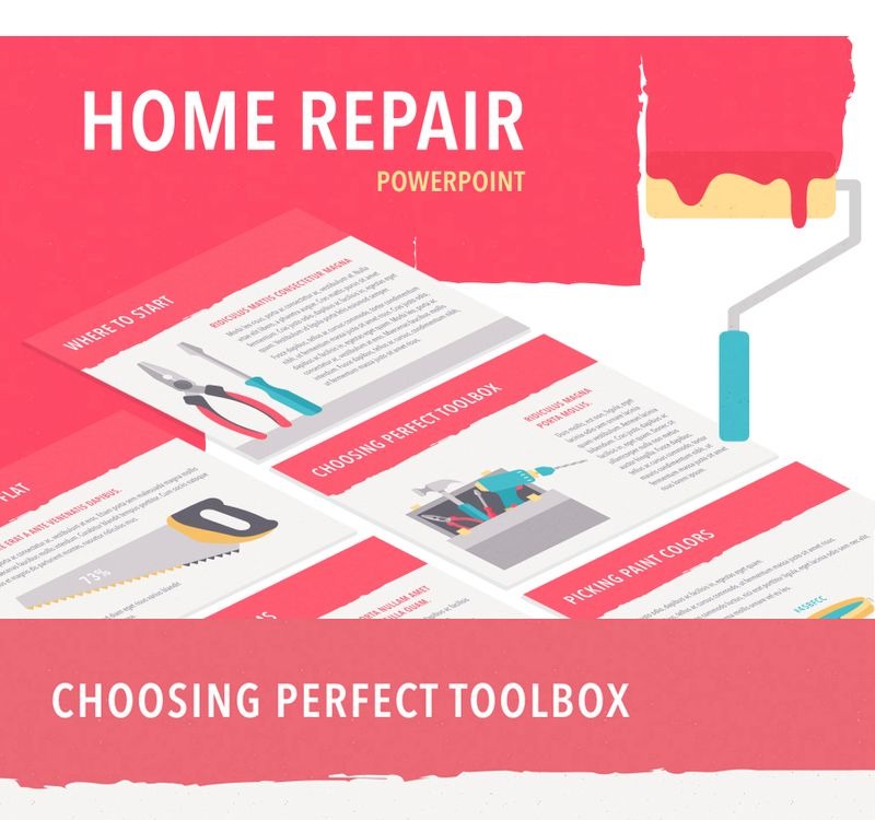 Flat Tools PowerPoint Template #96595 - TemplateMonster