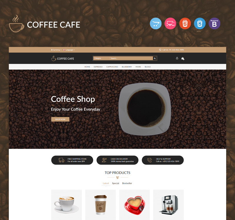 Coffee Responsive OpenCart Template #96973 - TemplateMonster