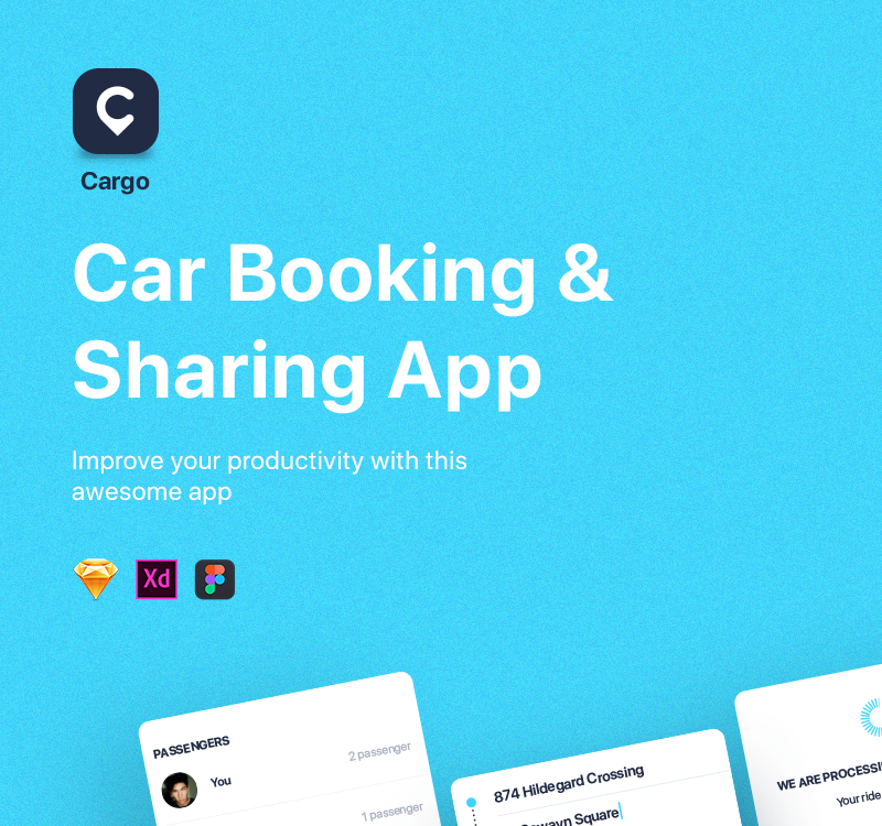 Cargo - Car Booking & Sharing App UI Elements