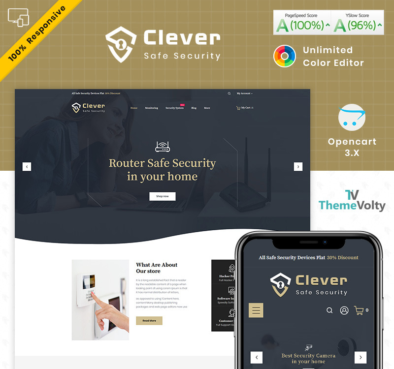 Clever electronics–security store opencart template